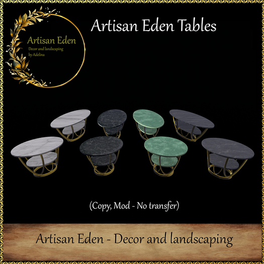 Second Life Marketplace - Artisan Eden Tables Set of 8